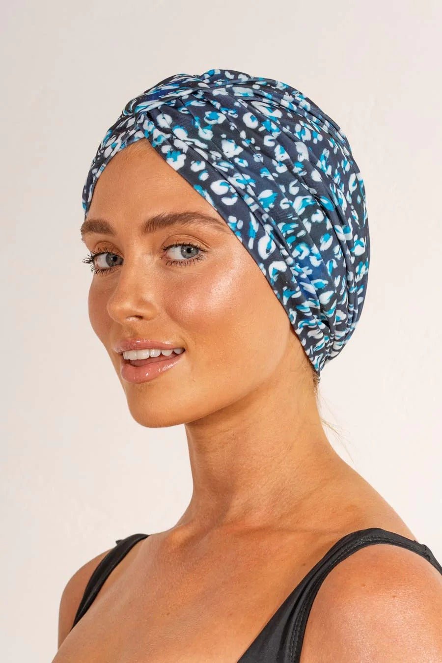 Louvelle AMELIE shower cap in Denim Leopard